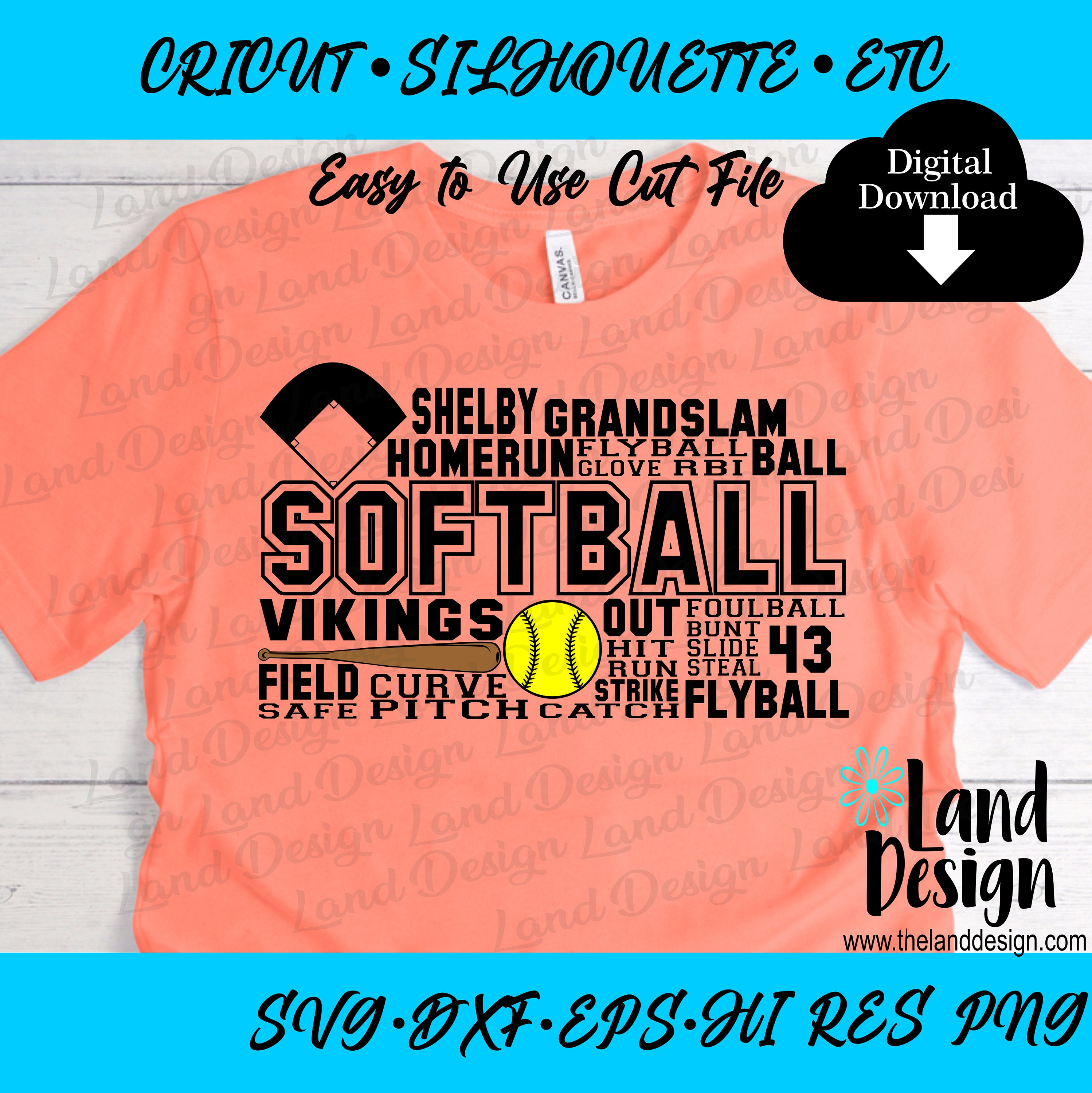Softball Svg, Word Art, Cricut, Customizable, Silhouette, Vector ...