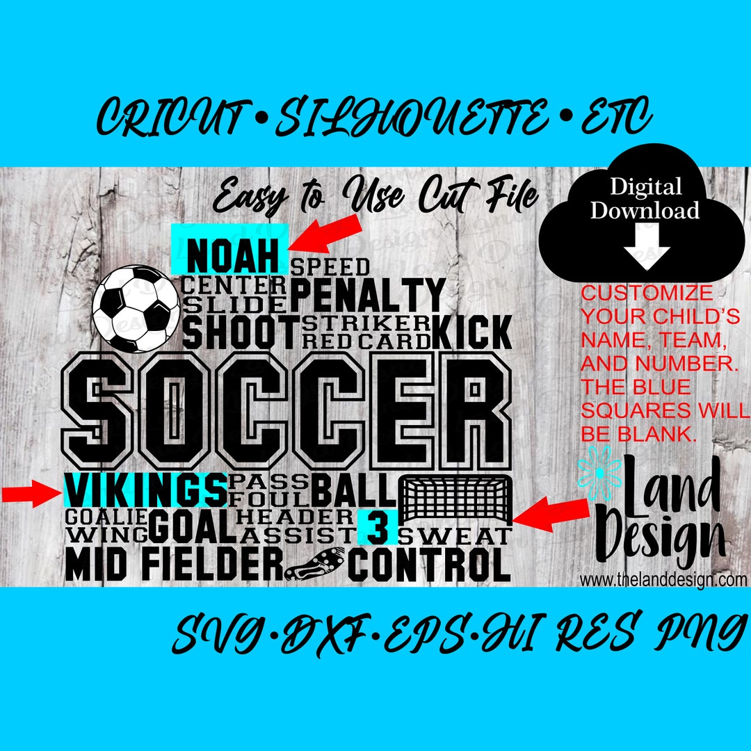 Soccer Svg, Word Art, Customizable, Cricut, Silhouette, Vector, Clipart ...