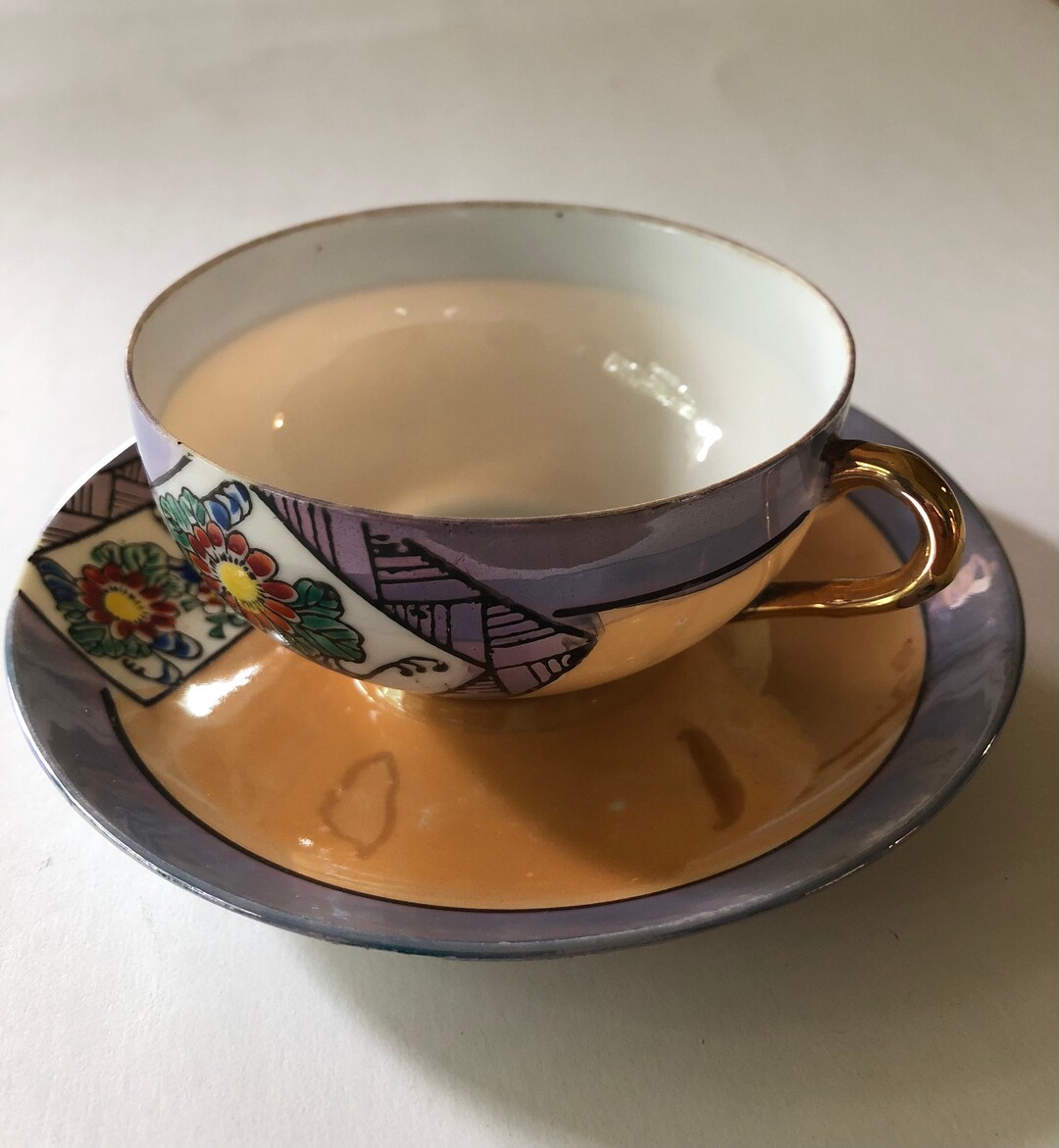 Lusterware Translucent Cup and Saucer; Vintage - Etsy
