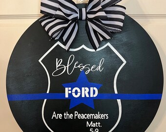 Blessed Are the Peacemakers, Law Enforcement, Back the Blue Wreath - Etsy