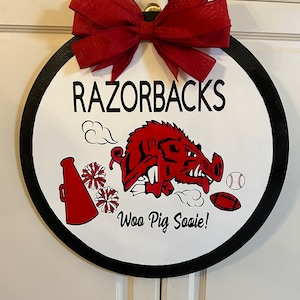 Arkansas Razorback Cheerleader Wooden Door Hanging - Etsy