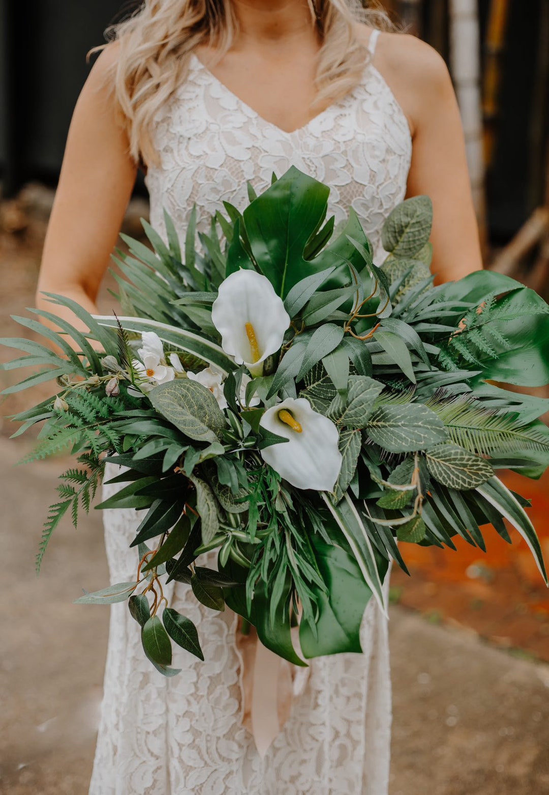 Boho Tropical Greenery Wedding Bouquet - Etsy