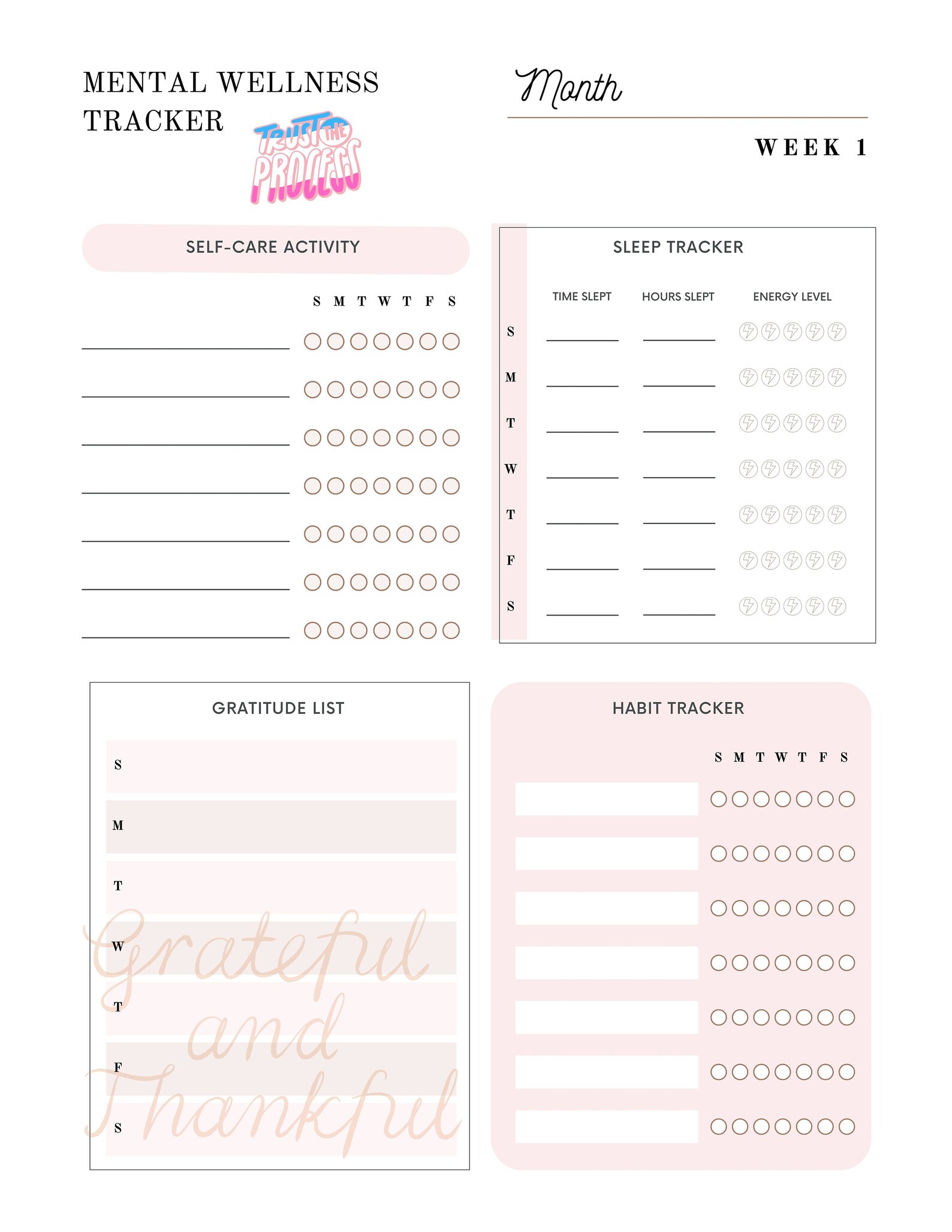 Minimalist Mental Wellness Weekly Planner - Etsy