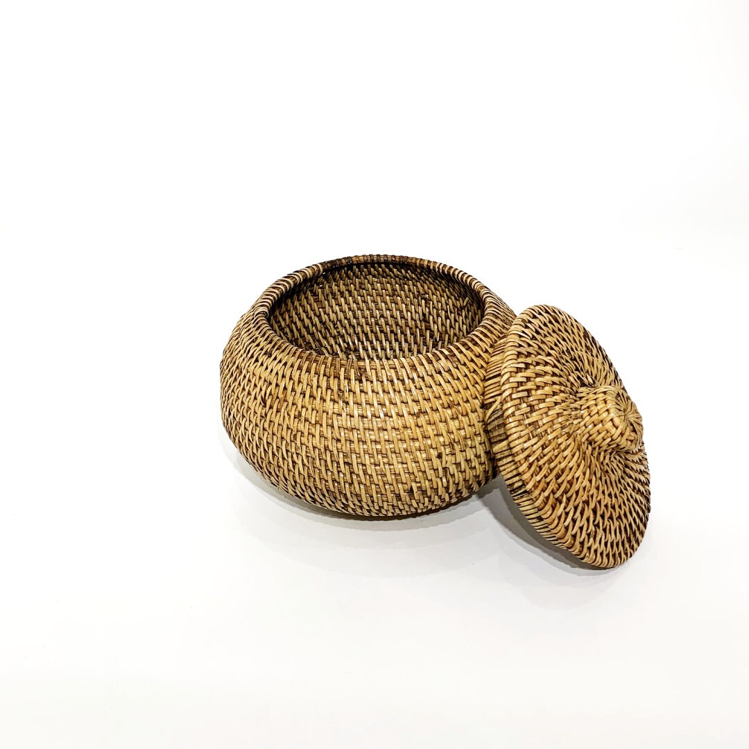 Rattan Oblate Spheroid Storage Container - Etsy Australia