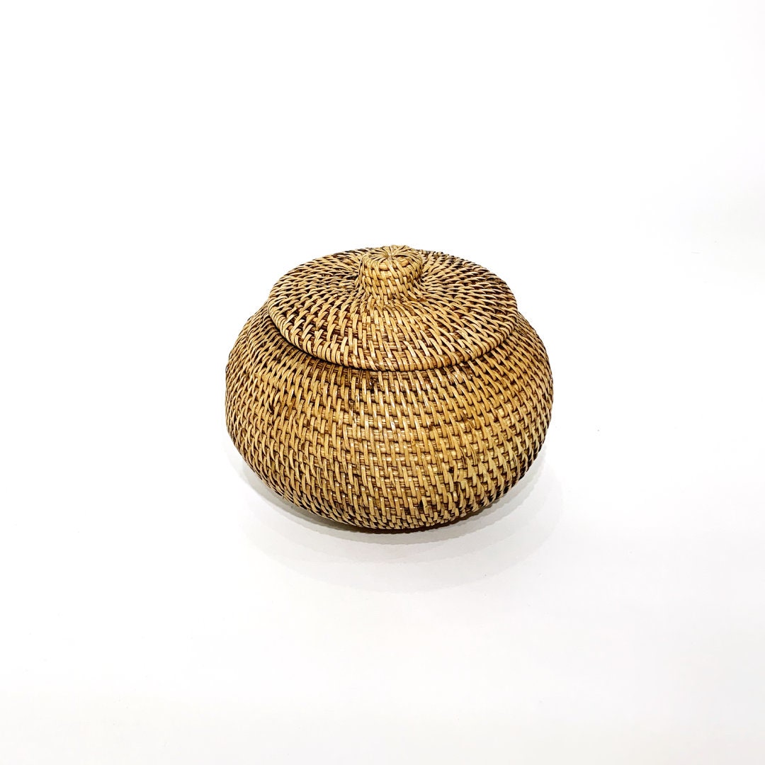 Rattan Oblate Spheroid Storage Container - Etsy Australia