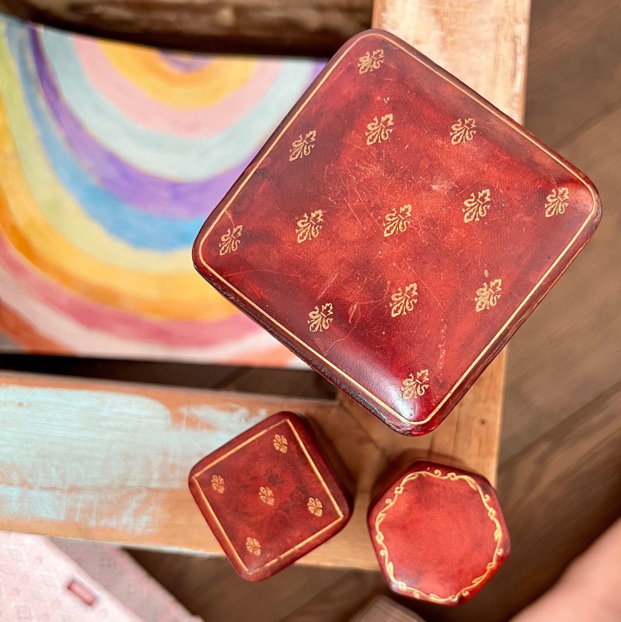 Choose Your Favorite Antique Italian Leather Box Ring Box - Etsy
