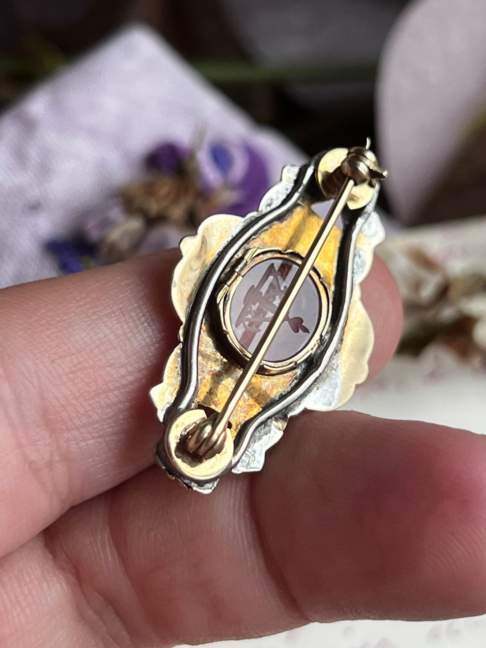 Antique Georgian Brooch With a Glass Intaglio Representing Love Faith ...