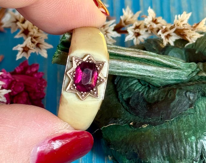 Antique Victorian Bone Star Ring With Red Paste - Etsy
