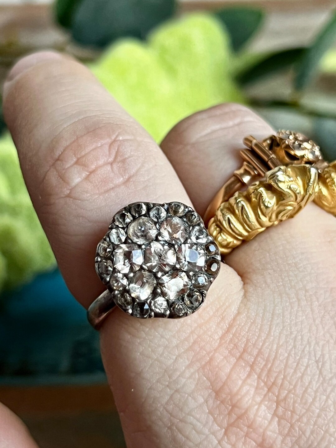 Antique Georgian Rock Crystal Flower Ring, Size 9.5 - Etsy