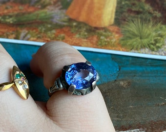 Deep Blue Crystal Ring - Etsy