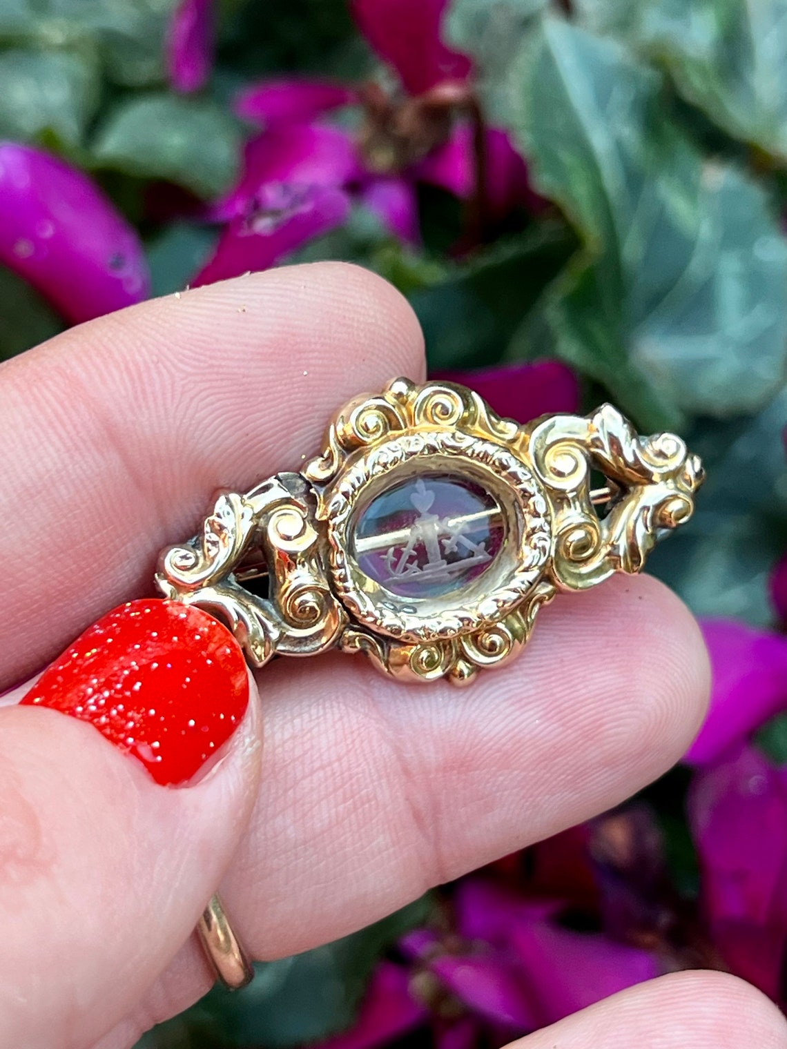 Antique Georgian Brooch With a Glass Intaglio Representing Love Faith ...