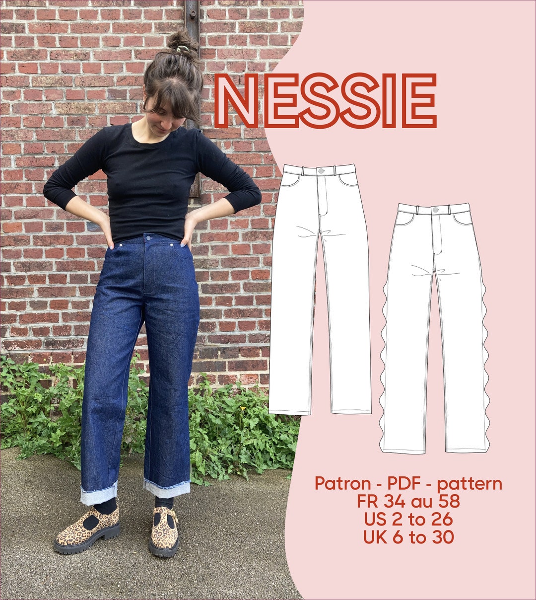 Nessie Pants PDF Pattern Fr 34 to 58 US 2 to 26 UK 6 to 30 - Etsy