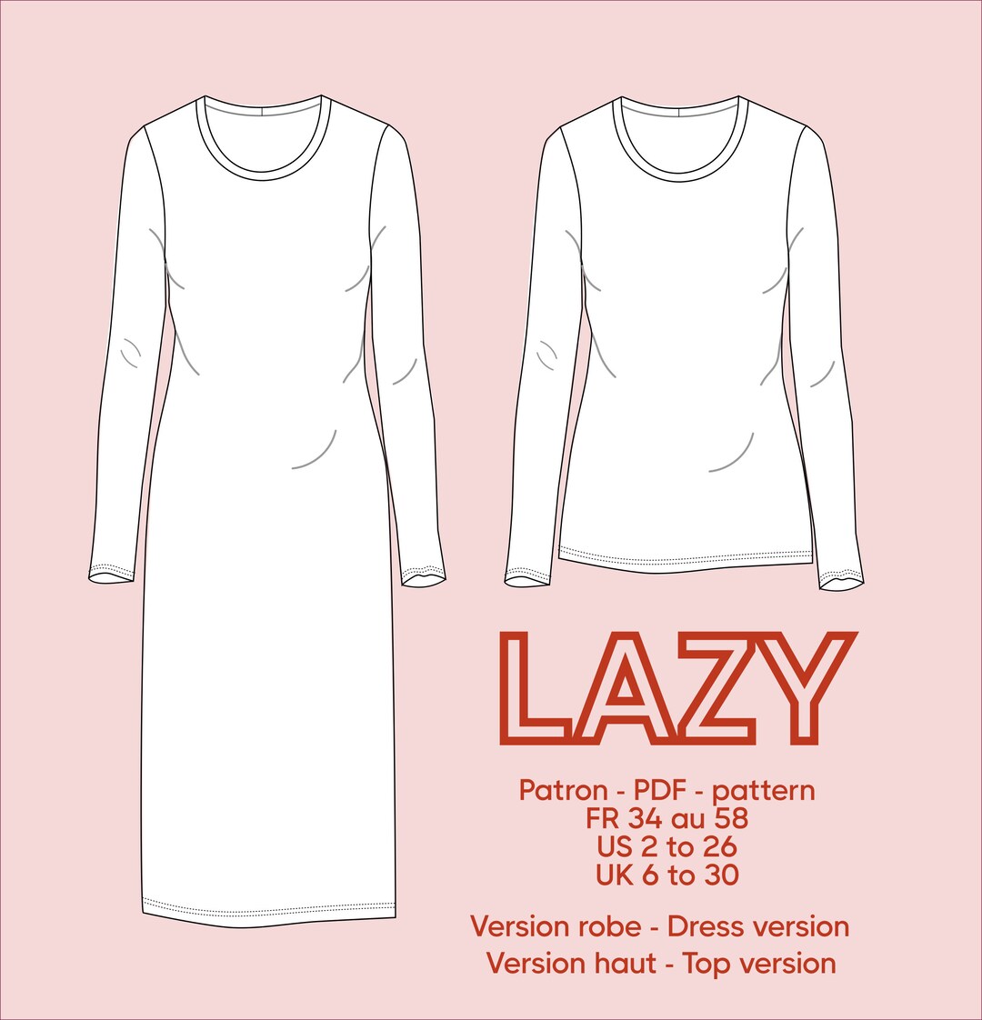 Lazy PDF Pattern Fr 34 to 58 US 2 to 26 UK 6 to 30 - Etsy