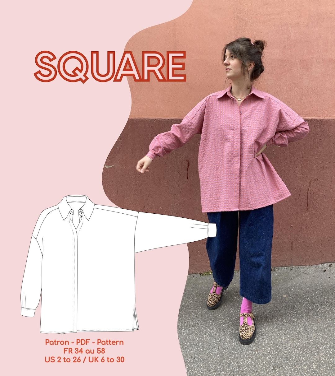 Square Shirt - Chemise Square - PDF Pattern - Fr Gamme 1 + 2 - ENG ...