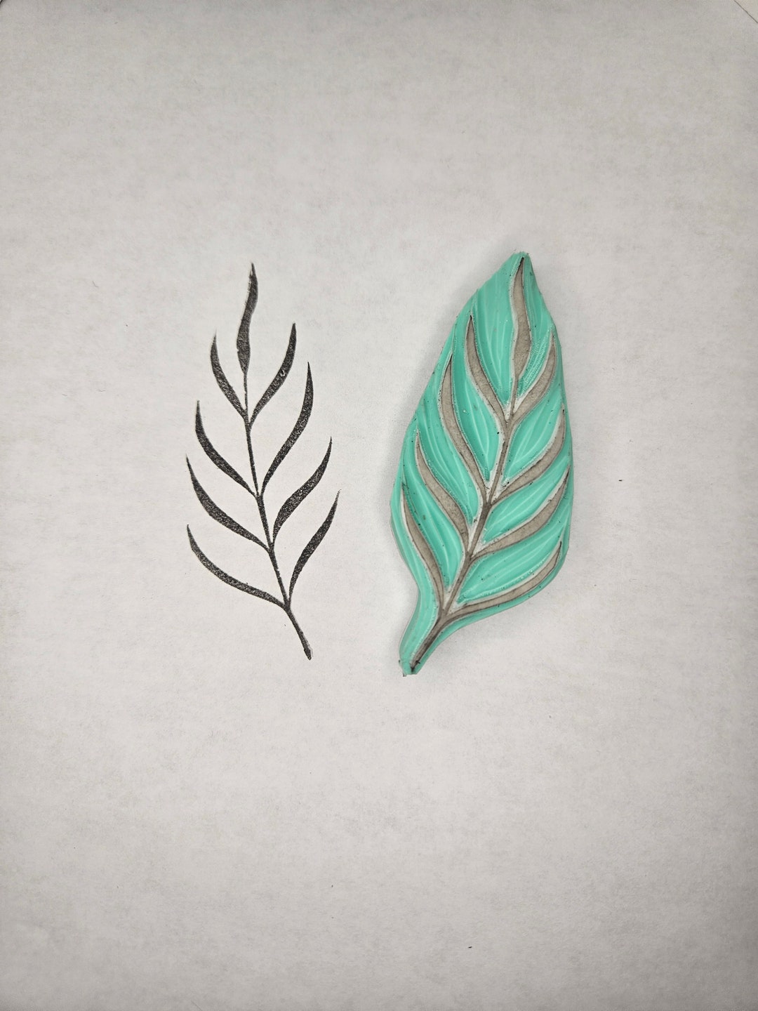 Palm Leaf // Rubber Stamp // Hand-carved - Etsy