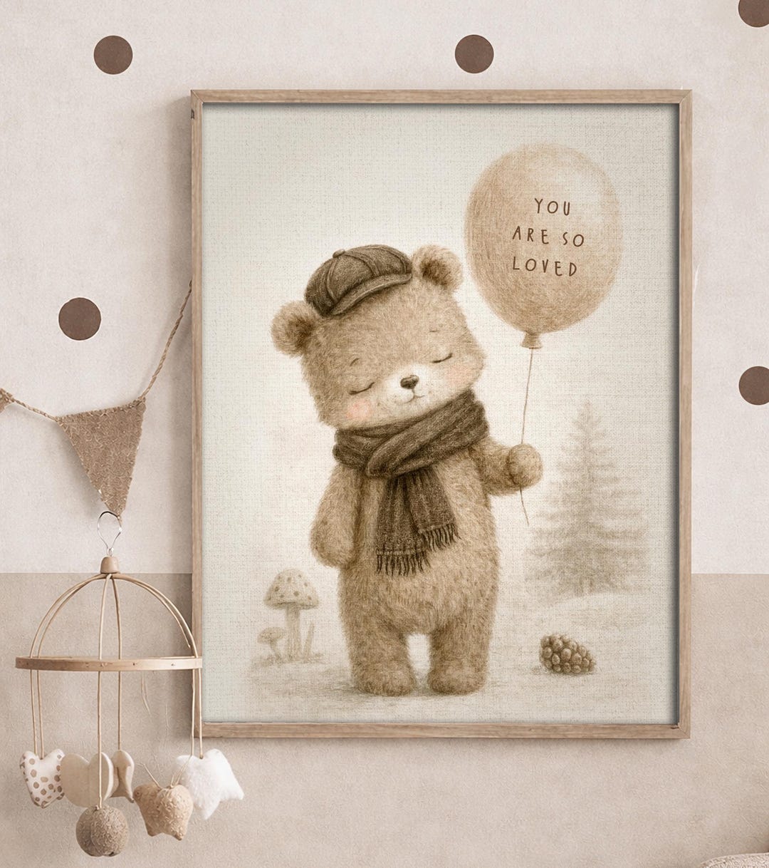Vintage Teddy Bear Print, Neutral Nursery Wall Art, Woodland Baby Room ...