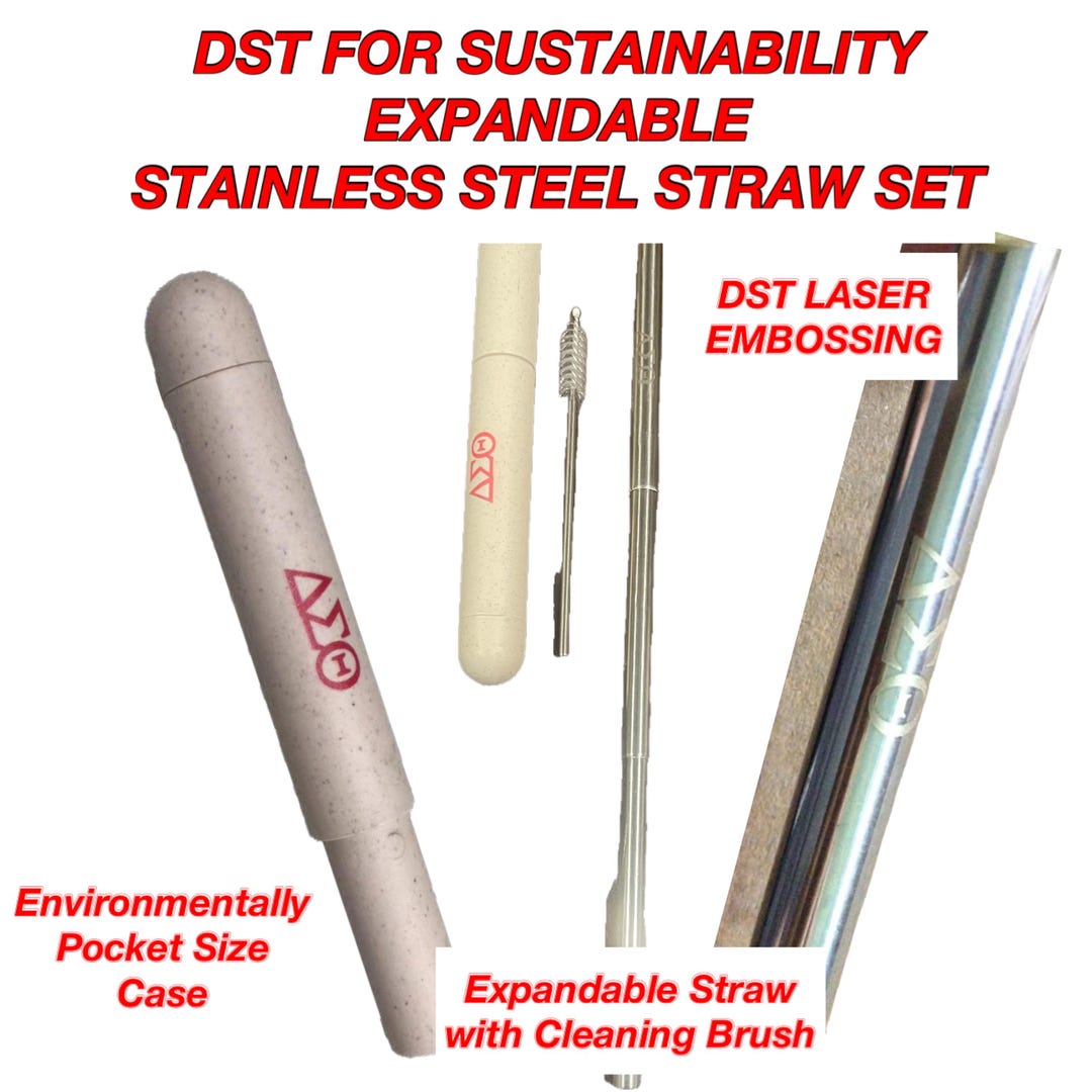 DELTA SIGMA THETA Expandable Stainless Steel Straw Set - Etsy