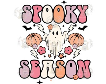 Spooky Season Halloween Ghost Bat Retro Fall Ready to Press Sublimation ...