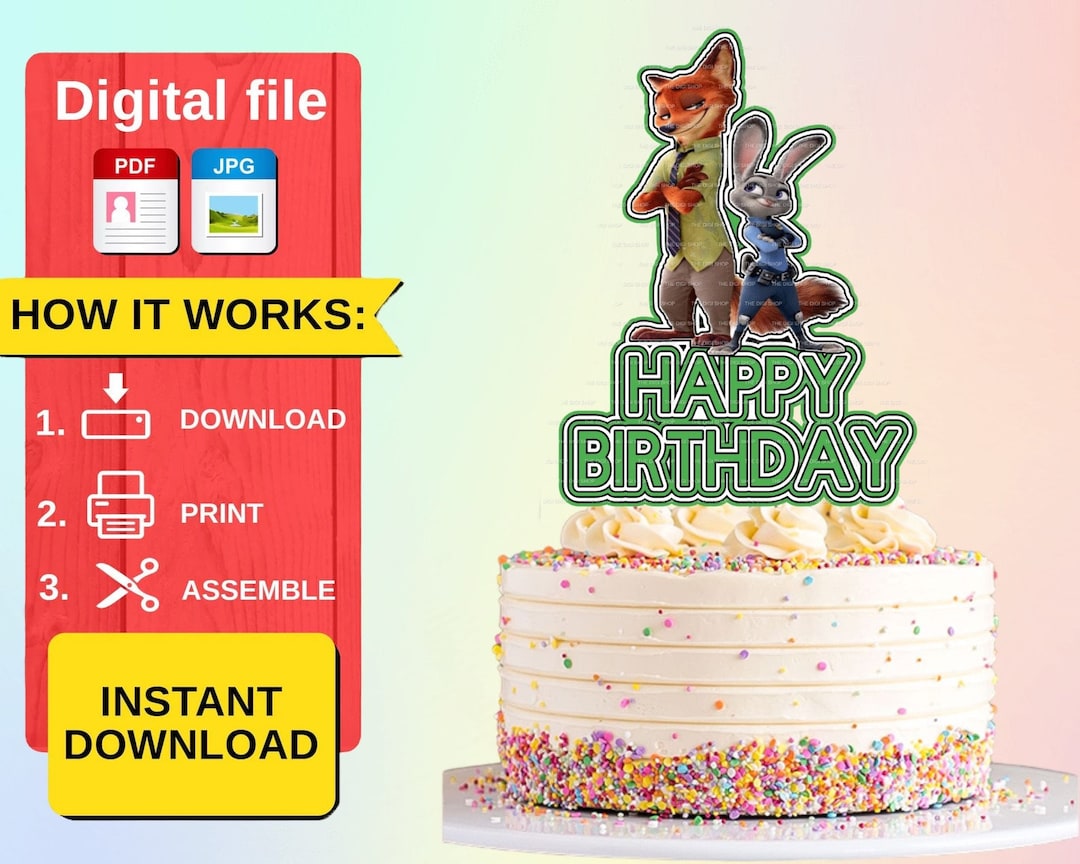 Zootopia Cake Topper Digital Print Instant Delivery. - Etsy