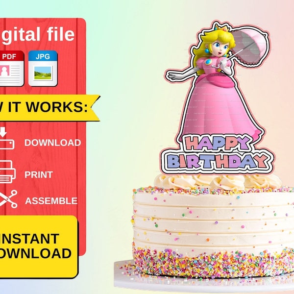 Printable Princess Peach Cake Topper - Etsy