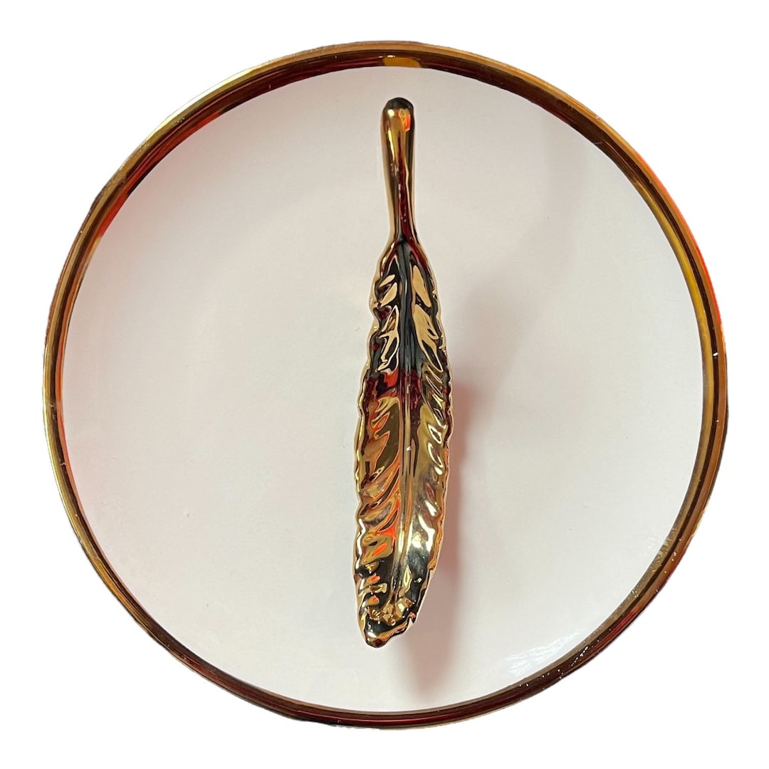 Vintage Gold Feather Plate by Indigo China – Elegant Collectible Decor ...
