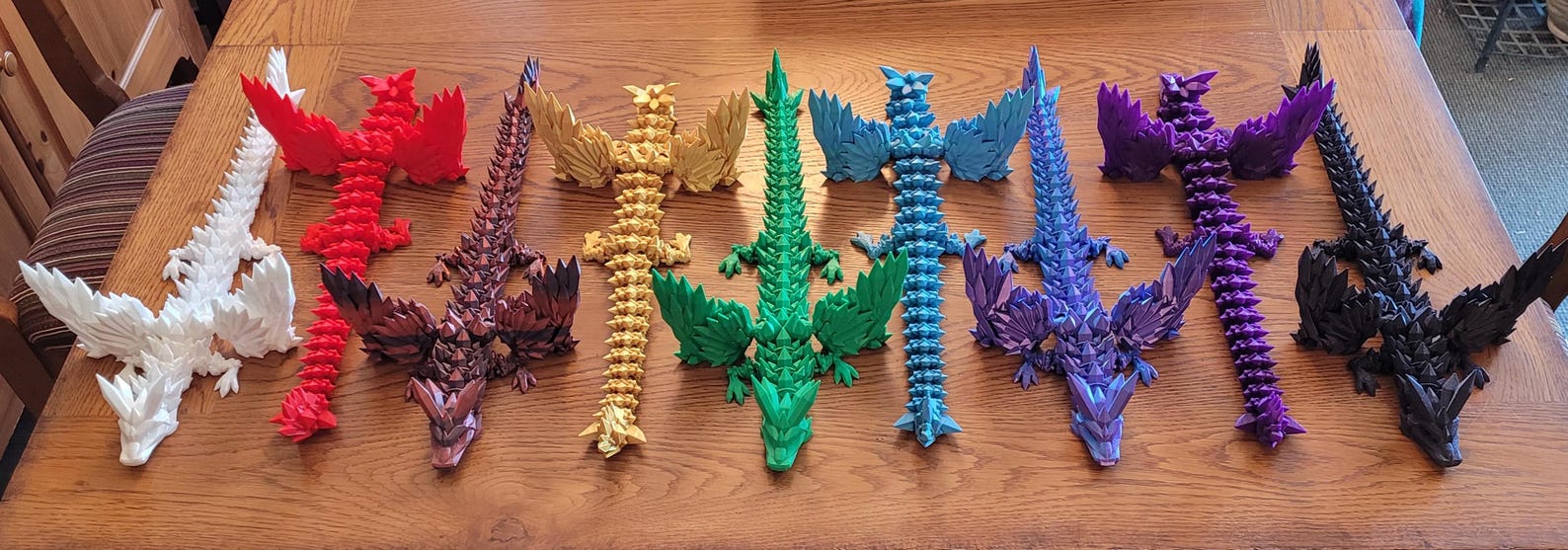 Articulated Large Winged Crystal Dragon (3D Printed) - Etsy