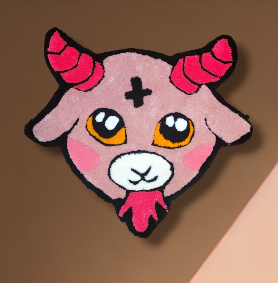 Witchy Kawaii Devil Goat Tufted Rug - Etsy