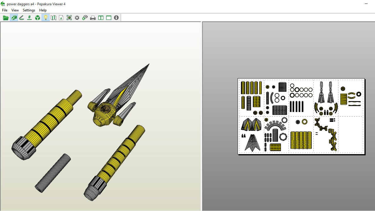Yellow Ranger Power Daggers Pepakura Pattern - Etsy