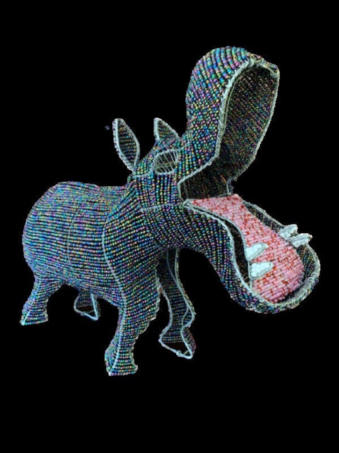 African Bead and Wire Handcrafted Hippo Home Décor Large | Etsy