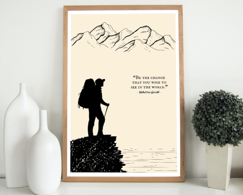 Mahatma Gandhi Quote Print Be the Change Activism Poster - Etsy
