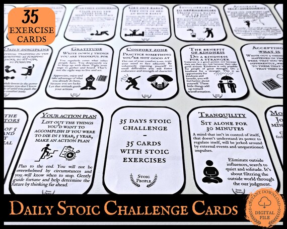 Stoicism Cards Stoic Exercise Challenge Cards Daily Stoic - Etsy Australia