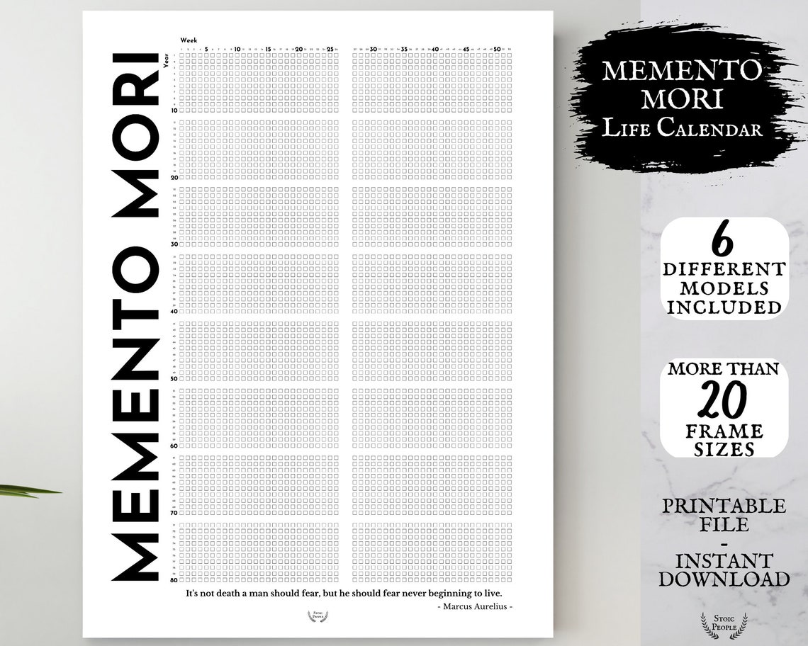 Memento Mori Life Calendar Stoicism Stoic Poster Marcus - Etsy