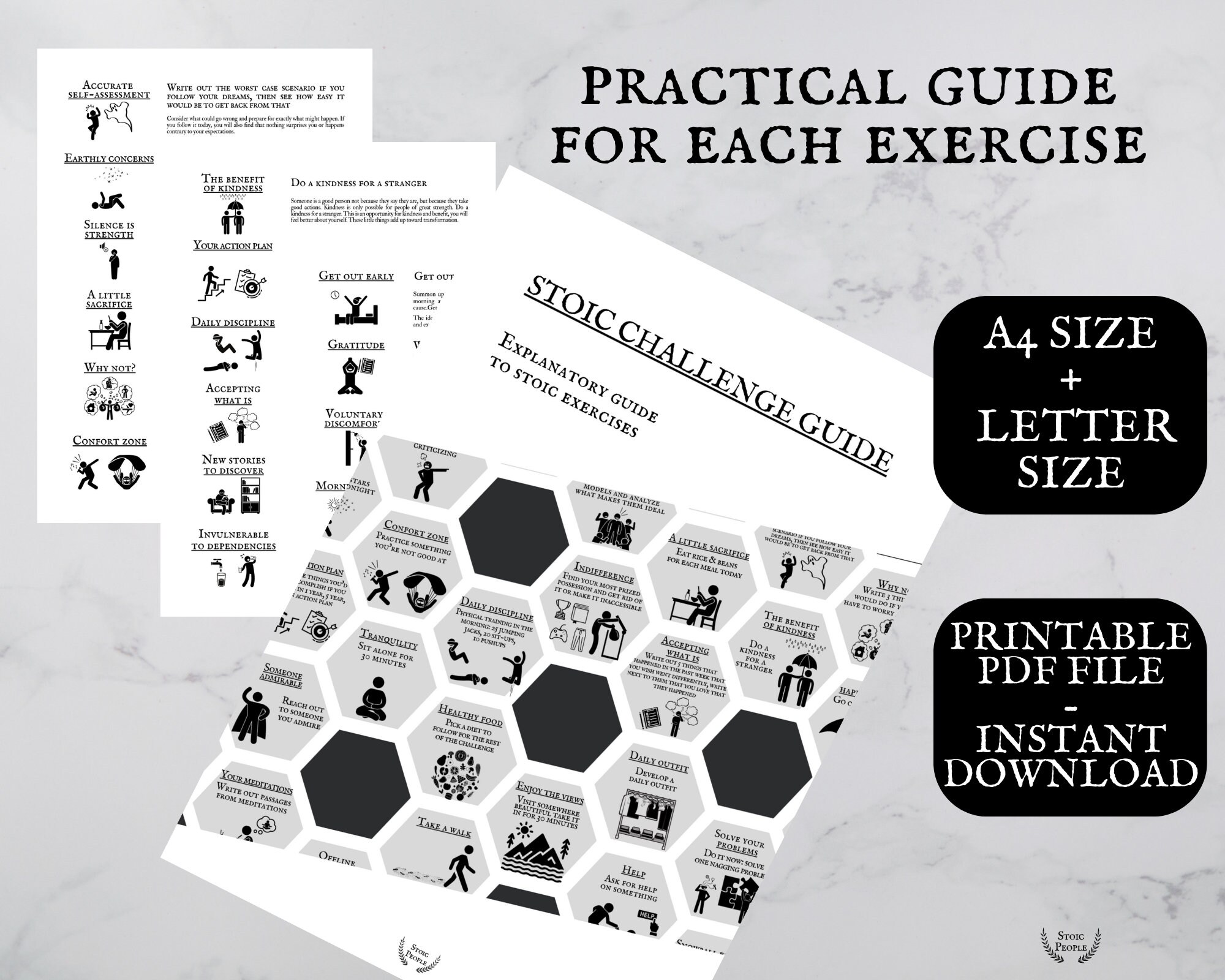 Stoicism Poster With Daily Stoic Exercises Stoicism Wall Art - Etsy