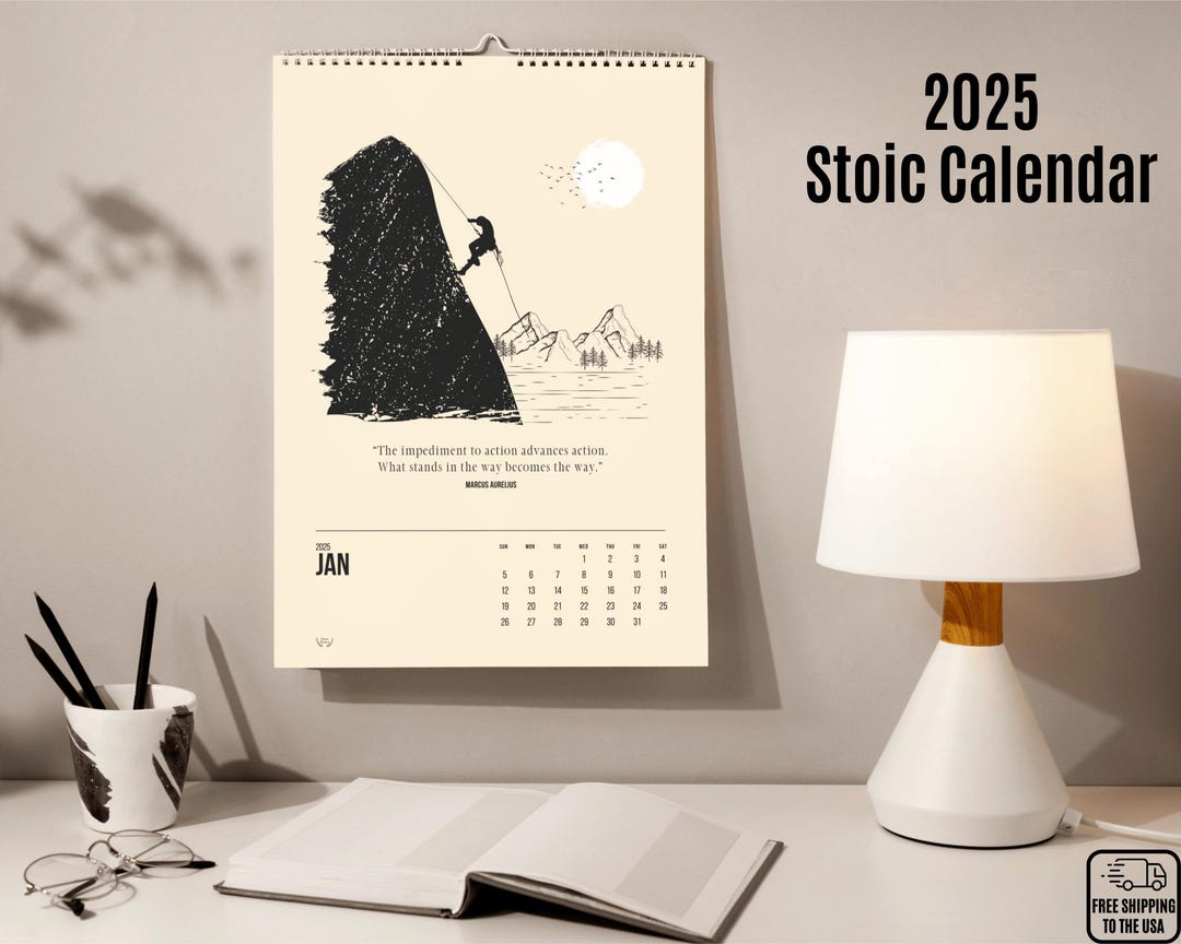 Stoic Quote Art 2025 Calendar for Wall, Stoicism Illustrated Wall ...