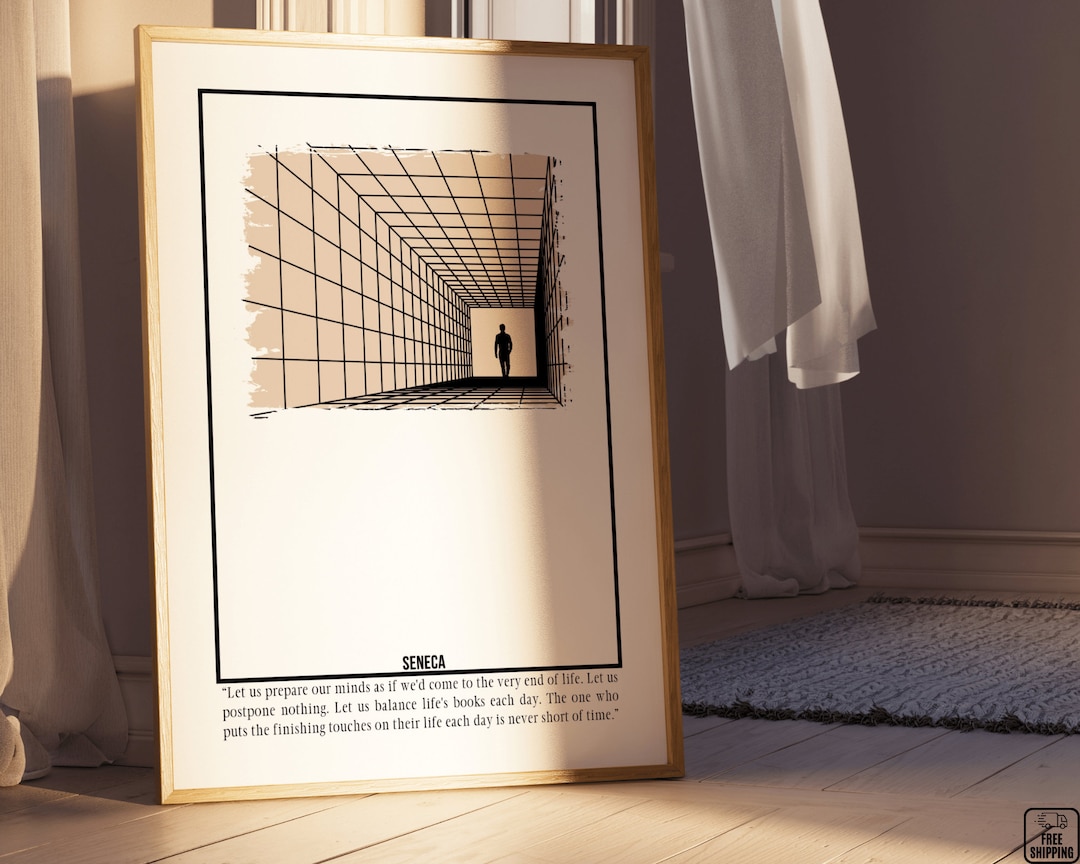 Stoicism Poster With Memento Mori Quote by Philosopher Seneca to ...