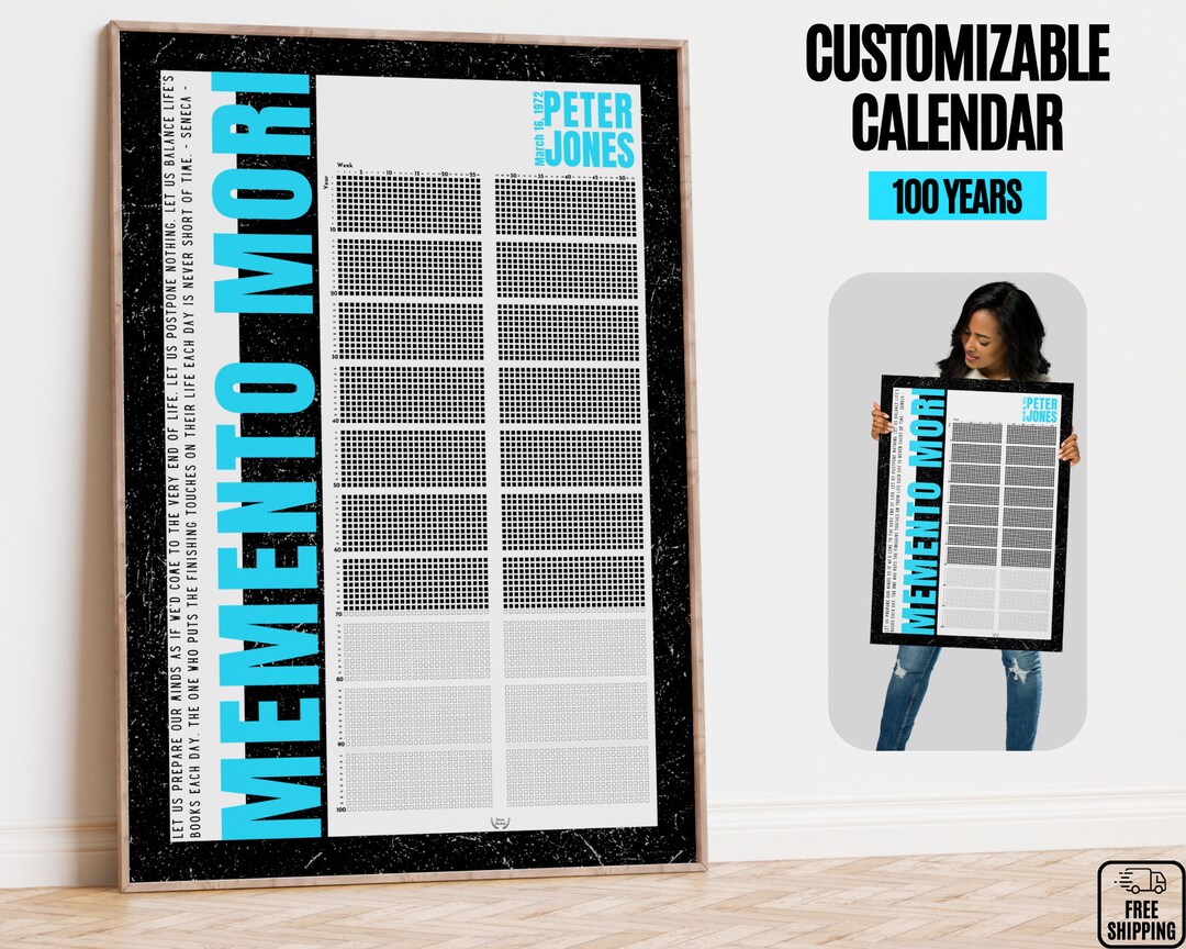 Physical Memento Mori Calendar 100 Years to Personalize My Life in ...