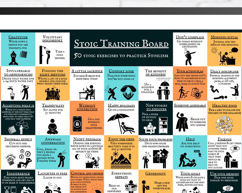 Modern Stoicism Training Board Daily Stoic Exercises Poster - Etsy