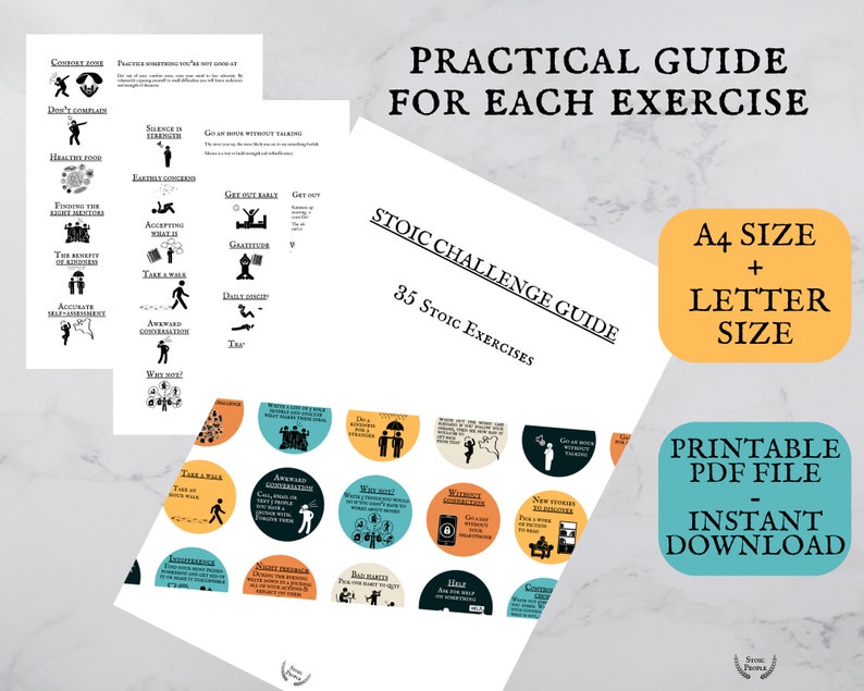 Stoic Challenge Board Printable: 35 Stoicism Practice Tools (PDF) - Etsy