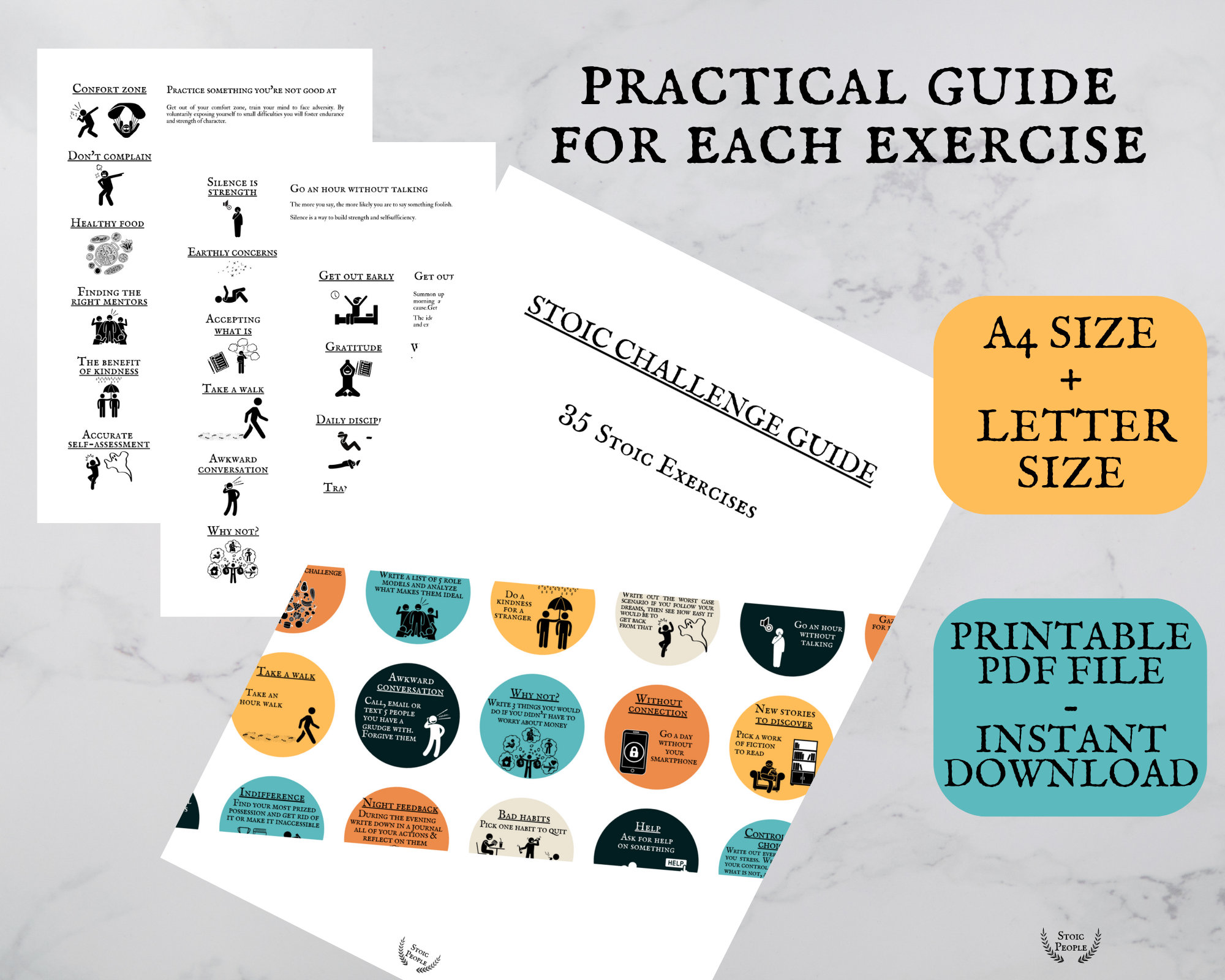 Stoic Challenge Board Printable: 35 Stoicism Practice Tools (PDF) - Etsy