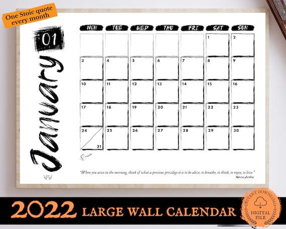 Printable 2022 Minimalist Calendar Print Stoicism 2022 | Etsy