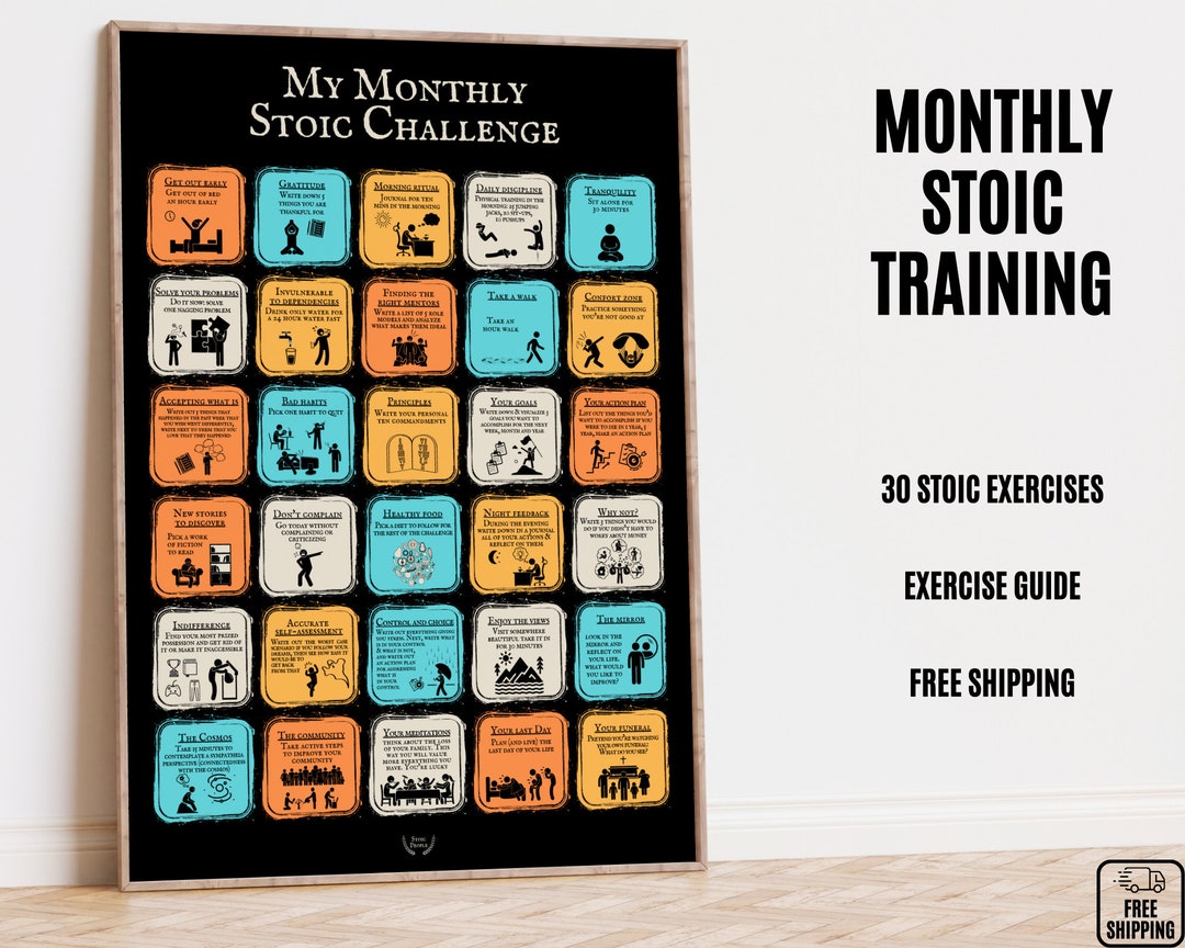 Monthly Exercises Stoic Poster Print, Stoicism Art Print, Main Stoic ...