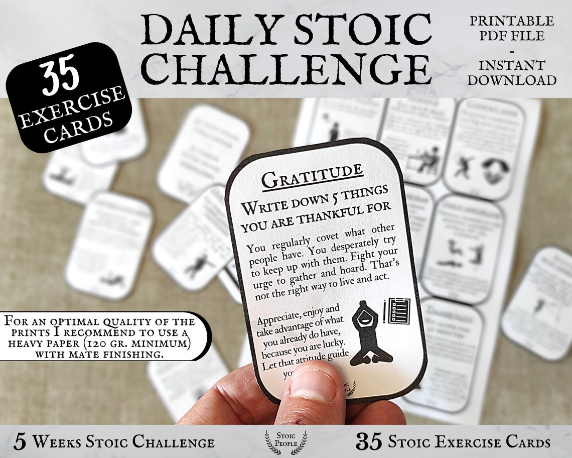 Stoicism Cards Stoic Exercise Challenge Cards Daily Stoic - Etsy