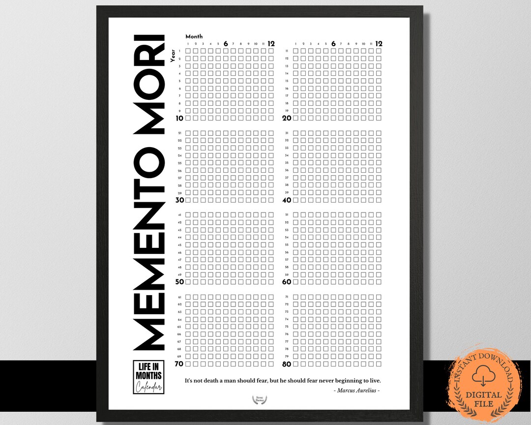 Memento Mori Vida en Meses Calendario, Estoicismo Memento Mori Calendario Imprimir Memento Mori ...