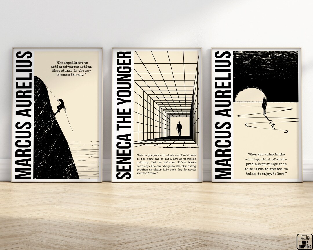 Stoicism Quote Wall Art Set of 3 Posters With Marcus Aurelius Quote ...
