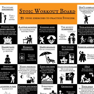 Daily Stoic Workout Board Printable, 50 Daily Stoicism Exercises for ...