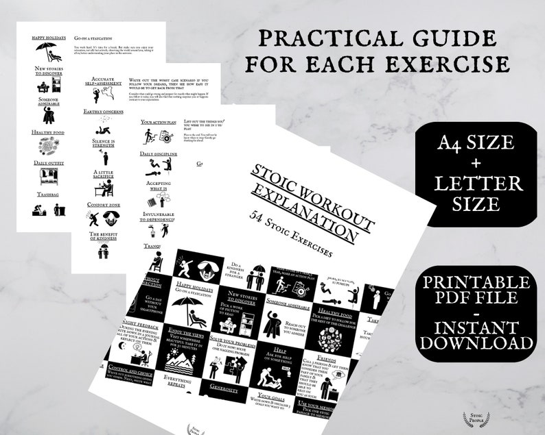 Stoic Training Poster Self Reflection Exercises to Print - Etsy