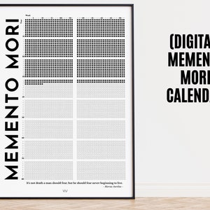 Stoicism Memento Mori Stoic Life in Weeks Calendar Print Memento Mori ...