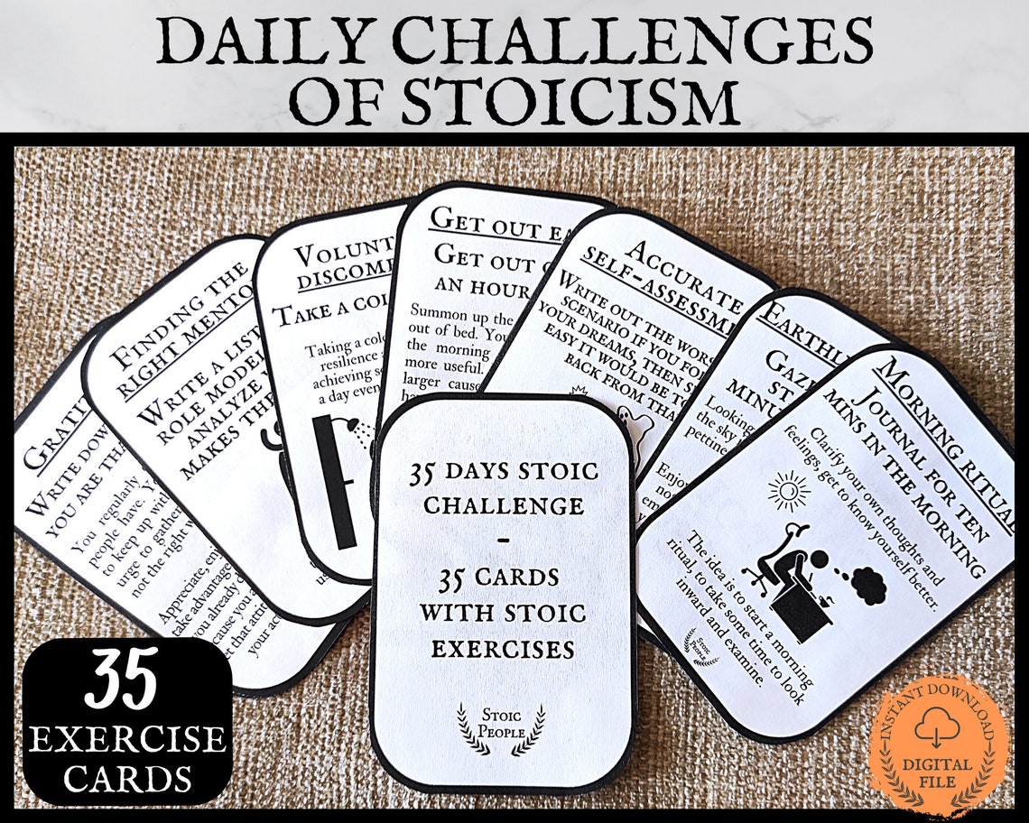 Stoicism Cards Stoic Exercise Challenge Cards Daily Stoic - Etsy