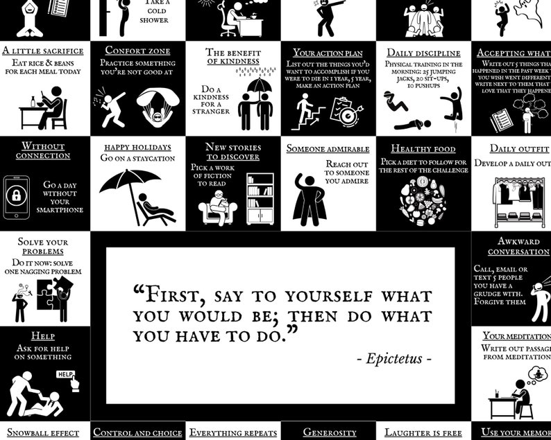 Daily Stoic Routines Chart Stoicism Art Print With 54 - Etsy