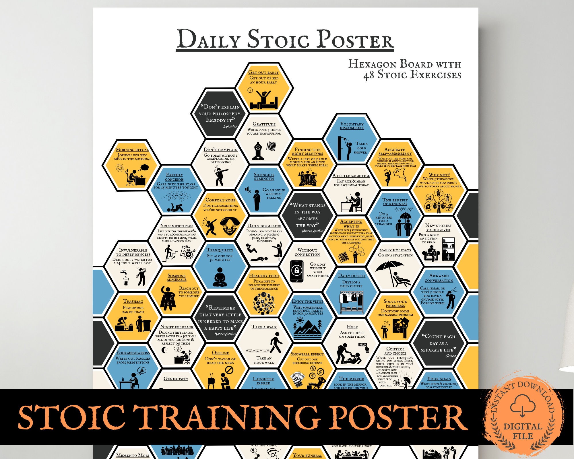 Practical Stoicism Daily Stoic Workout Poster Stoic - Etsy